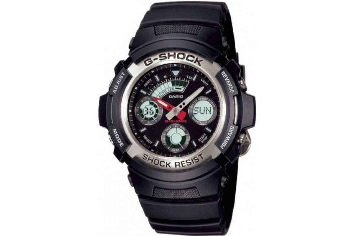 Men's Casio G Shock Men's digital multi-function sports on black resin ...