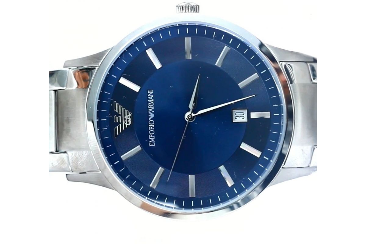 Men's Emporio Armani Classic Bold Blue designer Steel AR2477 Watch ...