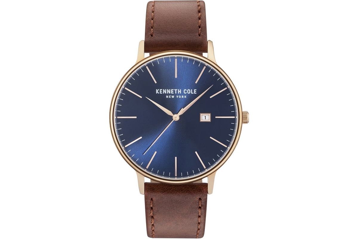 Men's Kenneth Cole Classic Blue Dial with Date on Brown Strap ...