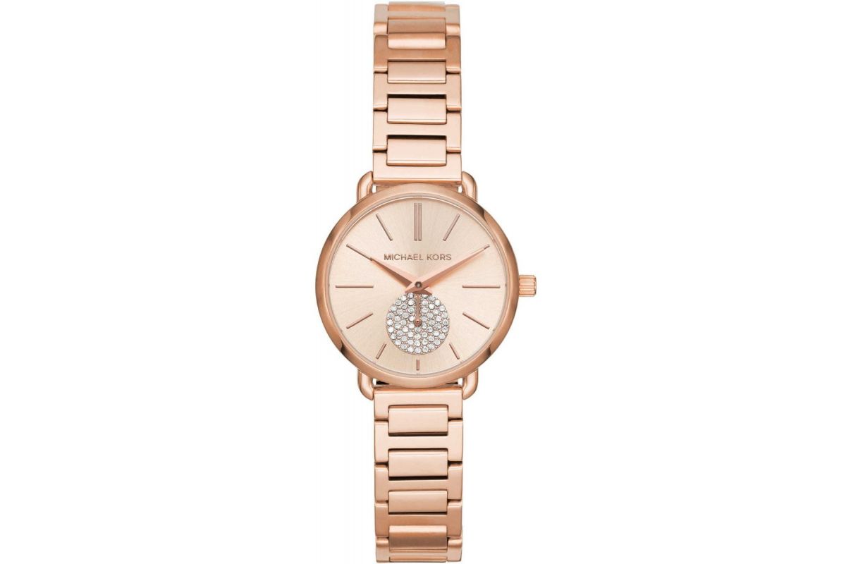 Women's Michael Kors Portia Rose gold with crystal sub-dial MK3839 ...