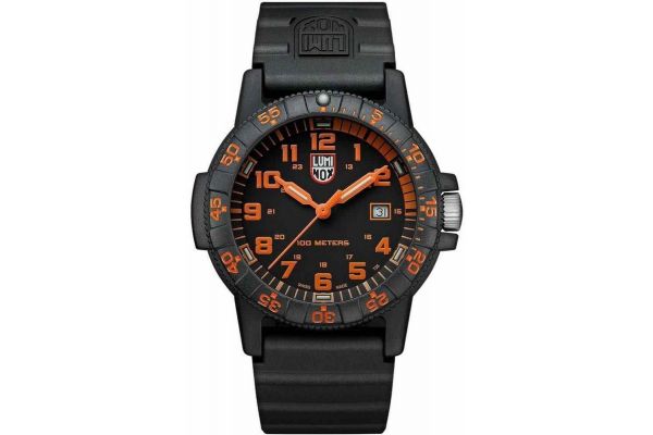 Men's Luminox 0320 Series Leatherback Giant Black and orange luminous ...