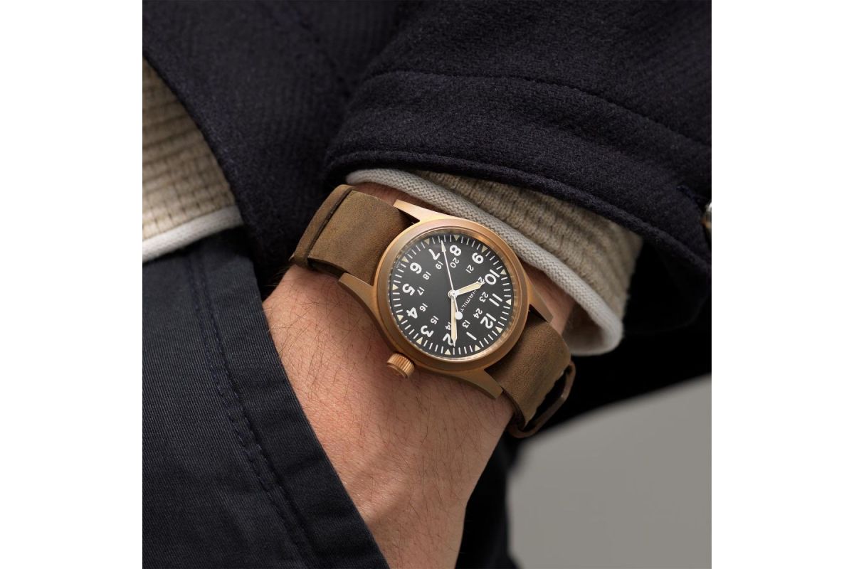 Men's Hamilton Khaki Field Mechanical Bronze Military H69459530 Watch ...
