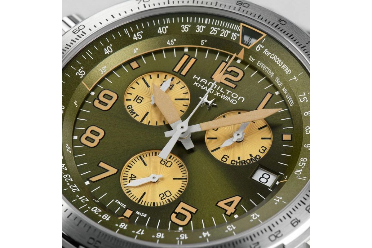 Men's Hamilton Khaki Aviation X-Wind GMT Chrono Green | Creative Watch Co