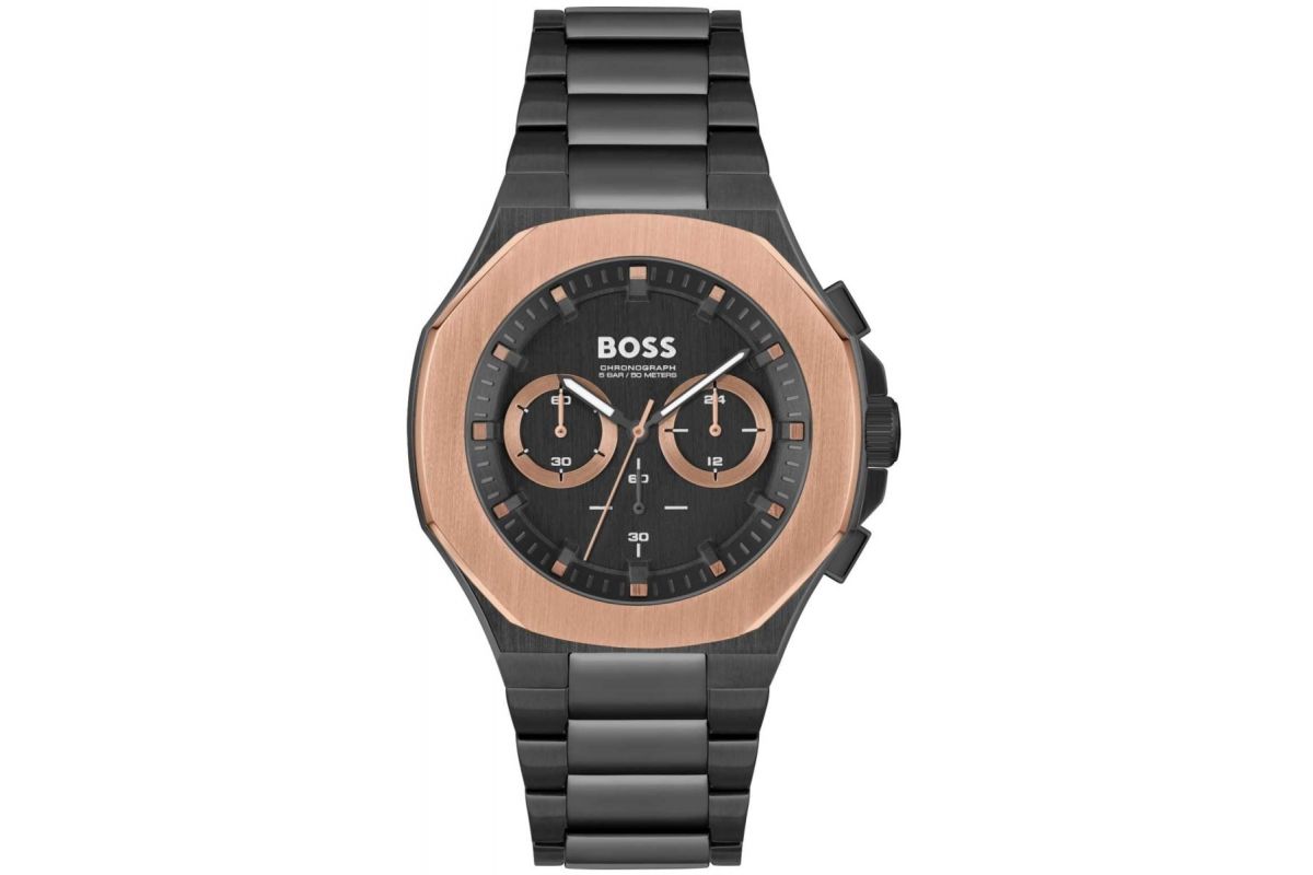 Men's Boss Taper Black IP Chrono | Creative Watch Co
