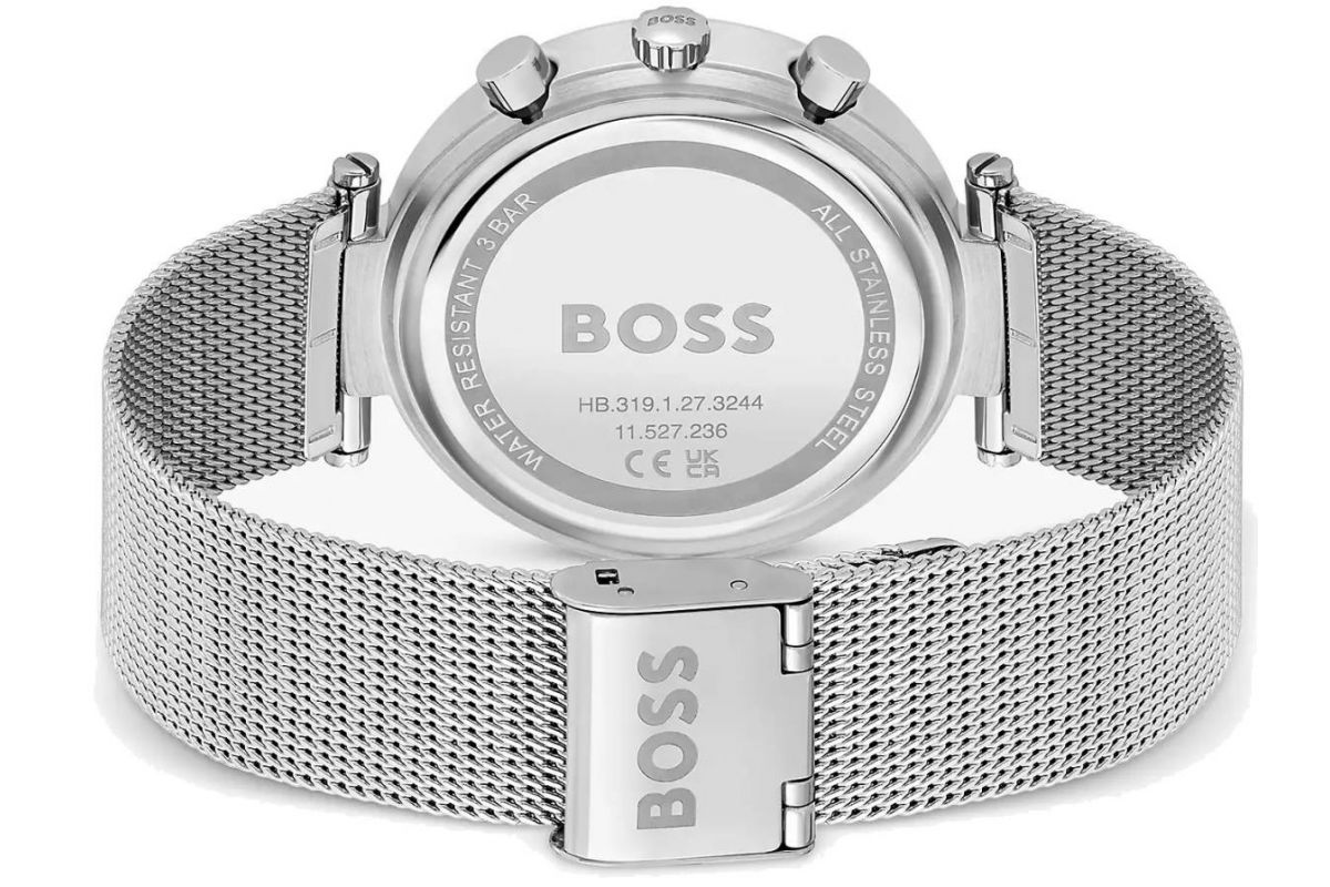 Women's Boss Andra Day Date Silver on Mesh | Creative Watch Co