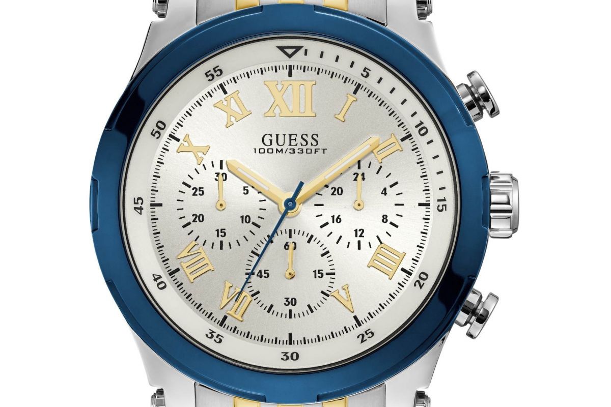 Men's Guess Anchor Two tone chronograph with blue bezel W1104G1 Watch ...